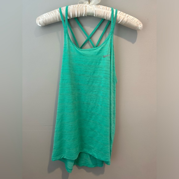 Nike | Tops | Nike Dri Fit Cross Back Workout Tank Turquoise Size Small ...